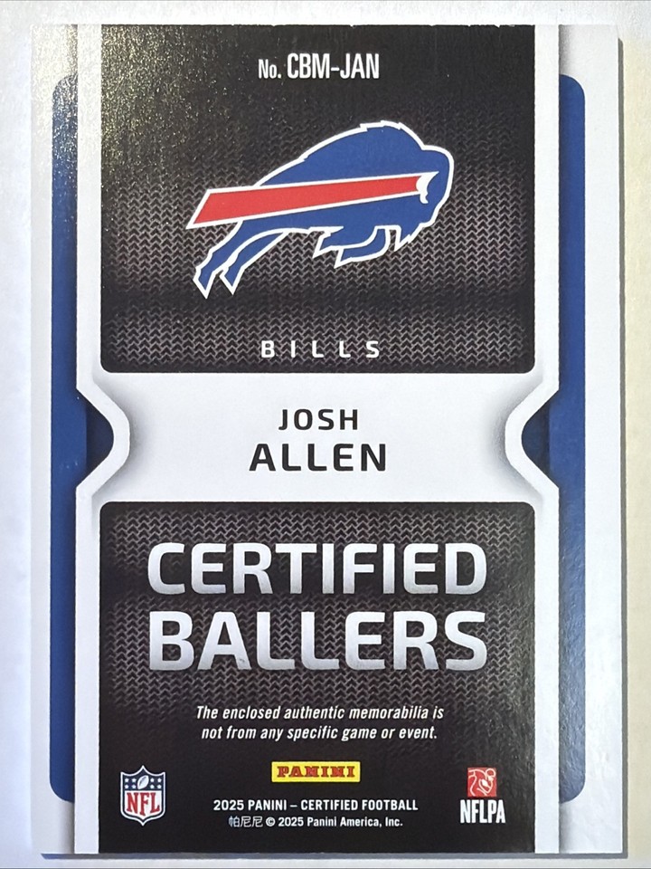 2025 Certified Ballers Josh Allen Mirrors Purple /149 Patch Buffalo ...