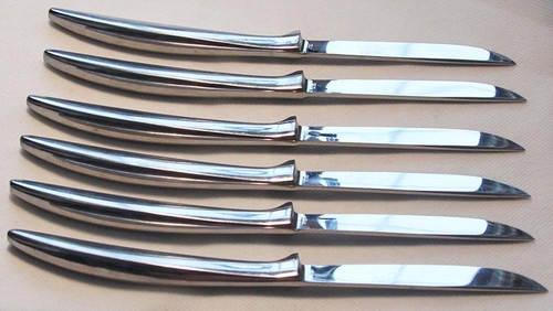 Vintage GRIFFON Italian Polished Stainless Steel Steak Knife Set – 6 ...