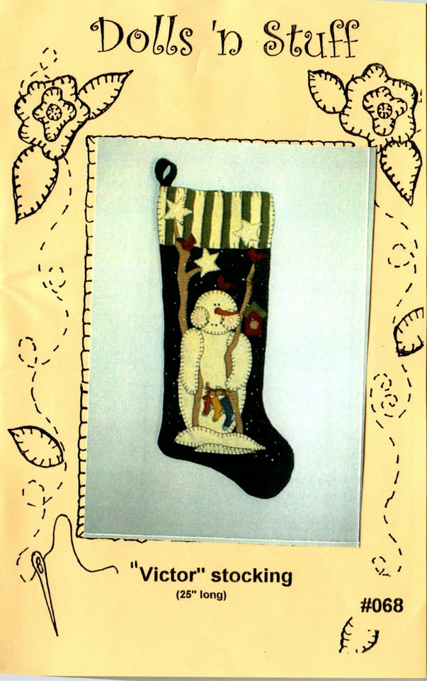 Victor Stocking Wool Pattern Snowman With Stars Christmas | eBay