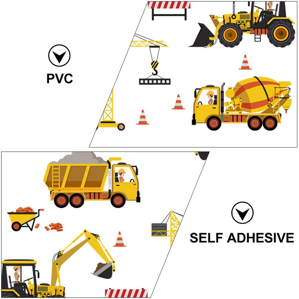 2 Pcs Cartoon Vehicle Decal Removable PVC Wall Stickers for Home Decor ...