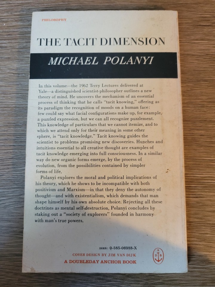The Tacit Dimension by Michael Polanyi | eBay