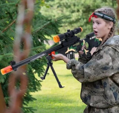 28inch KIDS Camo AW50 SNIPER RIFLE TOY GUN LIGHTS SOUND BOYS ARMY ...