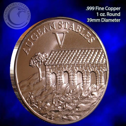"Augean Stables" 1oz .999 Copper Round 12 Labors of Hercules 12 Round ...
