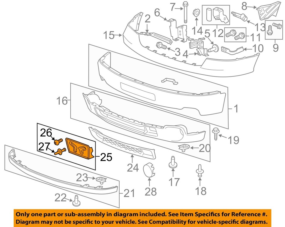 2011-2014 GMC Sierra Denali 2500HD Front License Plate Holder Bracket ...