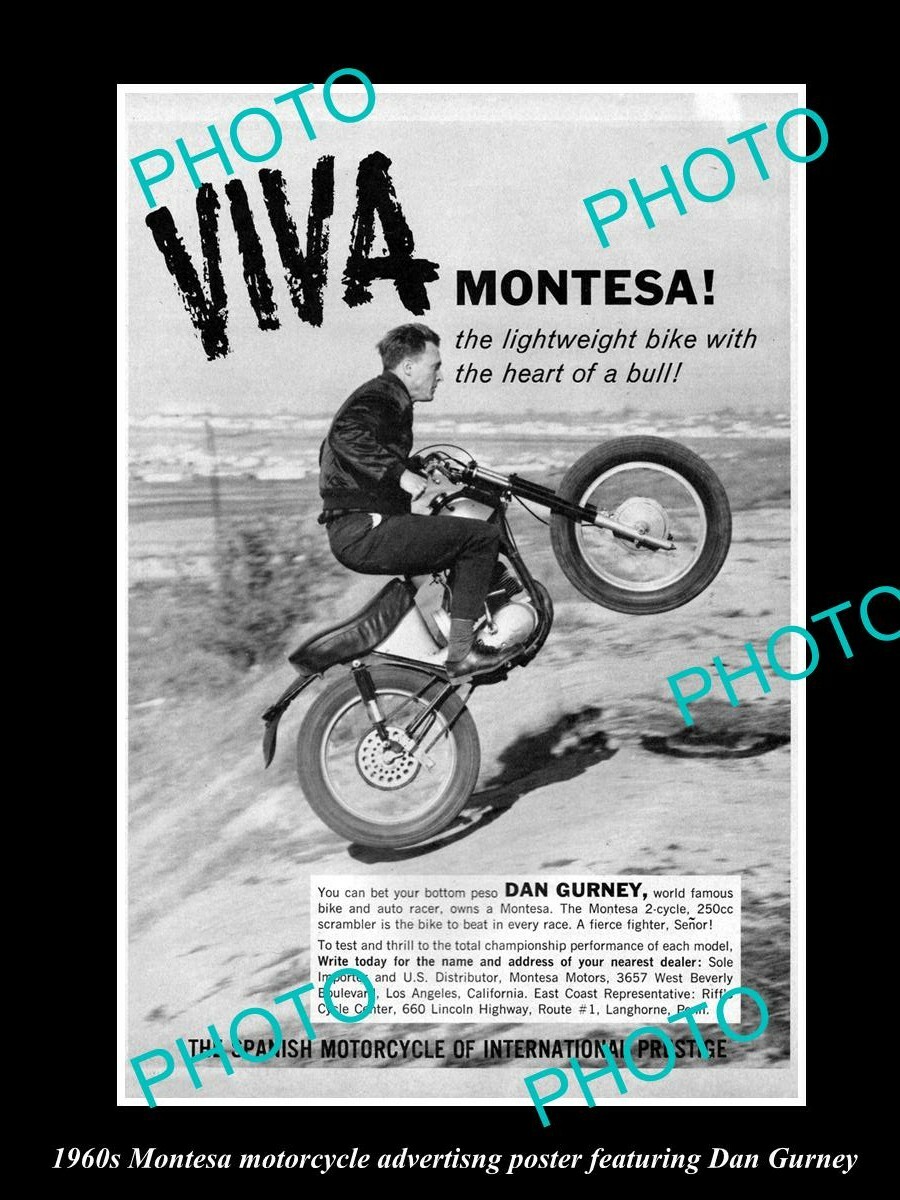 OLD 8x6 HISTORIC PHOTO OF 1960s MONTESA MOTORCYCLE ADVERT POSTER DAN ...