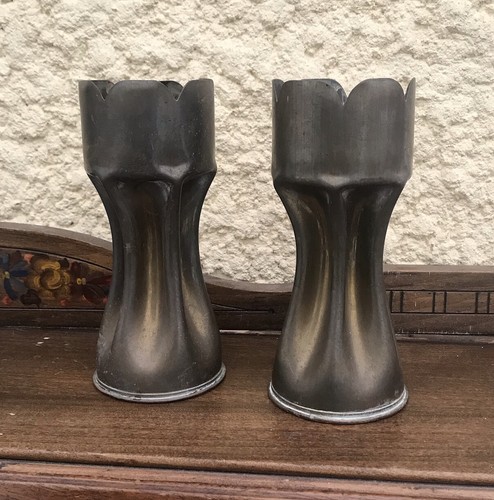 WWI French 105mm Shell Trench Art Matching Vase Set of 2 Brass Original ...