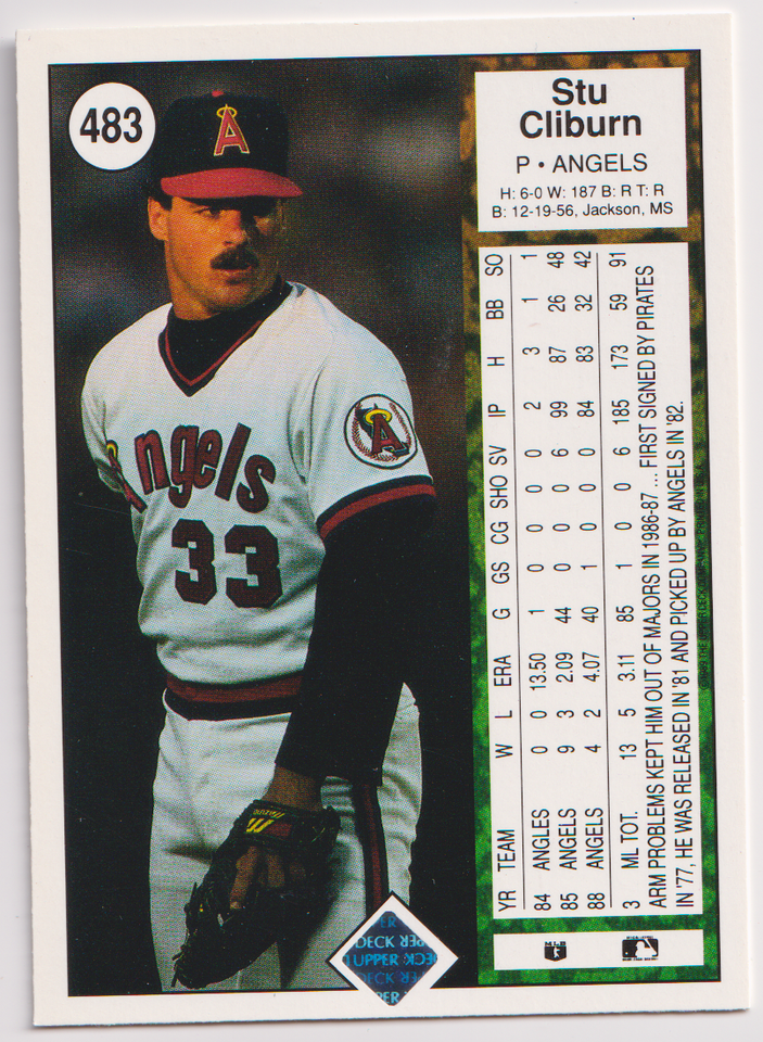 1989 Upper Deck #483 Stu Cliburn California Angels | eBay