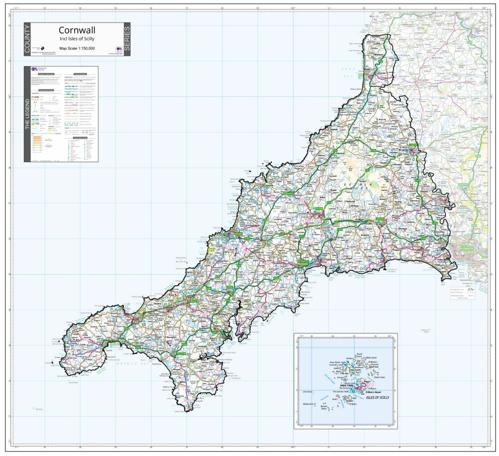 Cornwall Map Blome's Map Of Cornwall — Bryars & Bryars