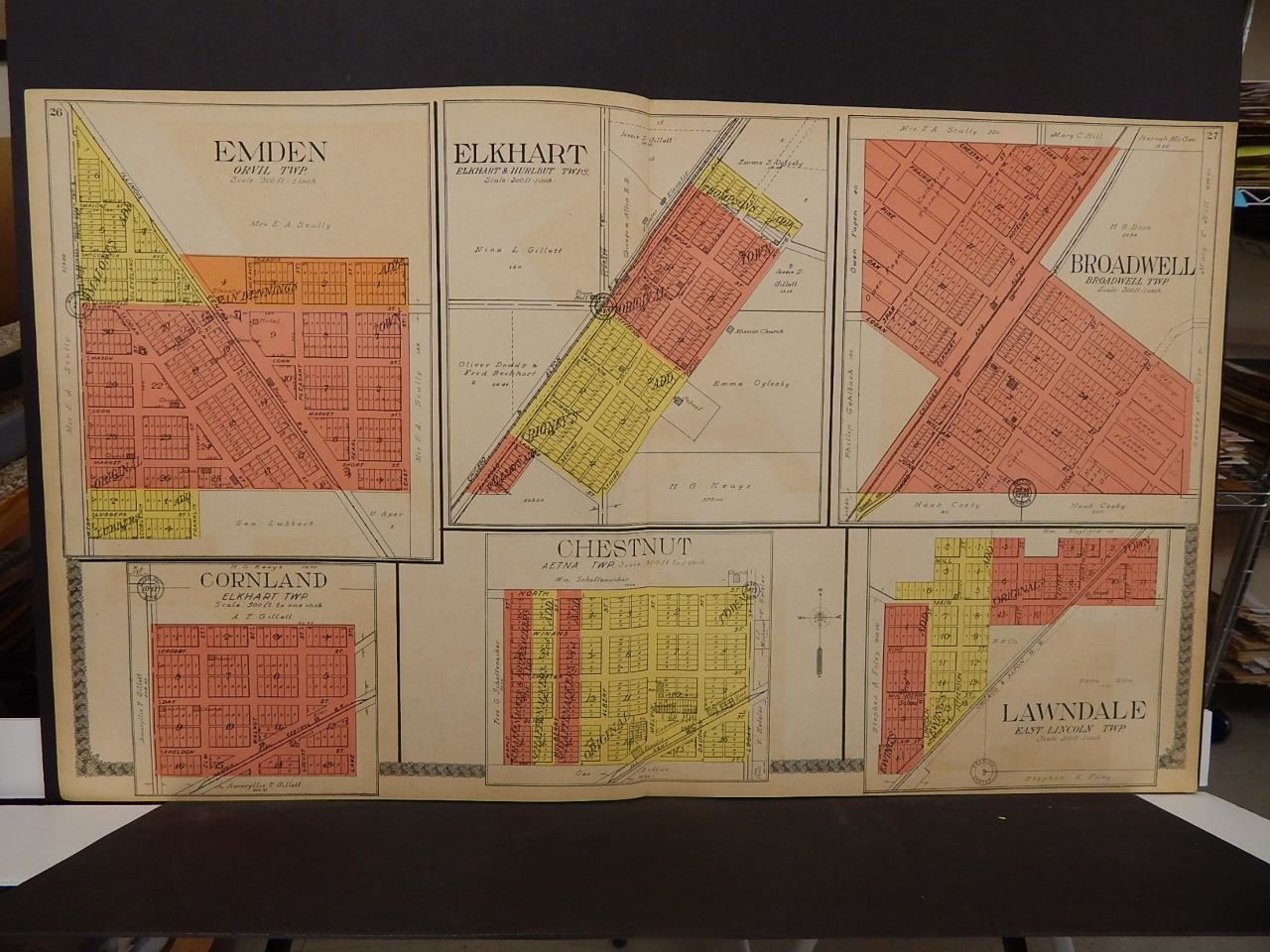 Illinois Logan County Map Emden Elkhart Broadwell 1910 Double Page J10 ...