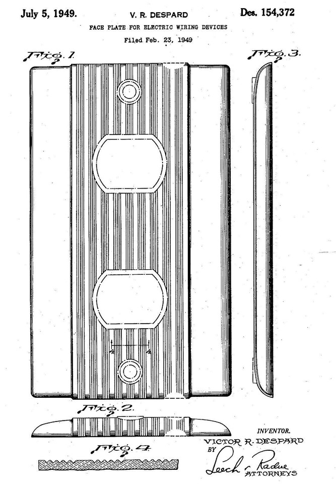 NOS vtg UNILINE Ribbed Bakelite DESPARD DOUBLE 2 OUTLET Wall Plate ...