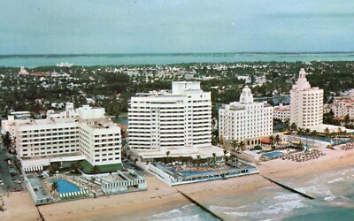 POSTCARD - 35th ST. AREA FROM BLIMP OVER MIAMI BEACH, FLA. PLASTICHROME ...