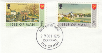 13p 11p GB Isle of Man Used Definitive stamps (a) 1975 ON PIECE (140070 ...