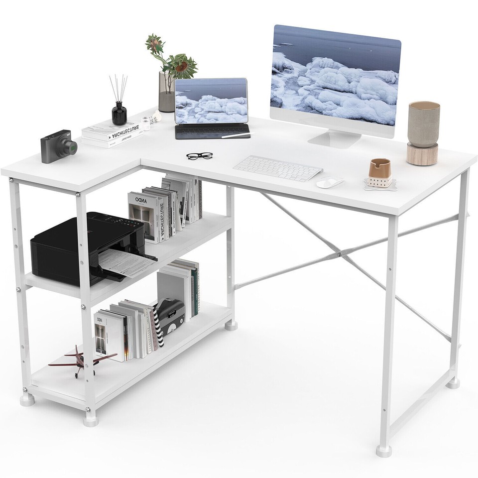 Gunji Office Desk L Shaped Corner Desk Gaming Desk Home w/ Storage ...