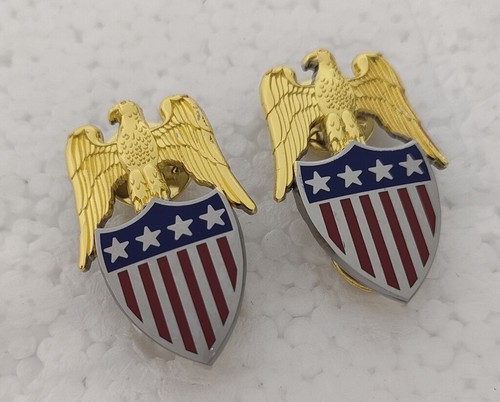 PAIR US ARMY AIDE TO A GENERAL OFFICER COLLAR BRANCH INSIGNIA BADGE PIN ...