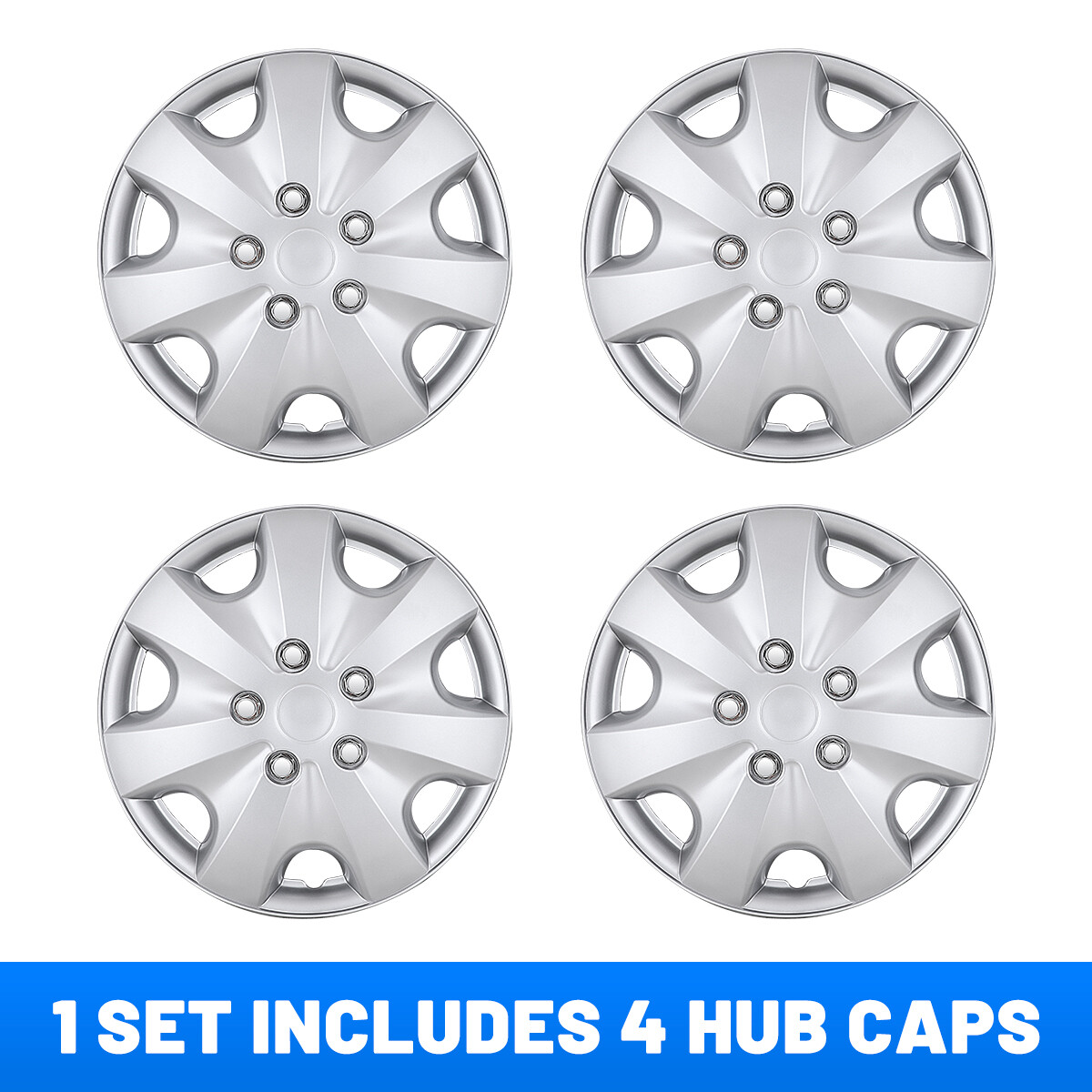 14" Set of 4 Silver Wheel Covers Snap On Full Hub Caps fit R14 Tire ...