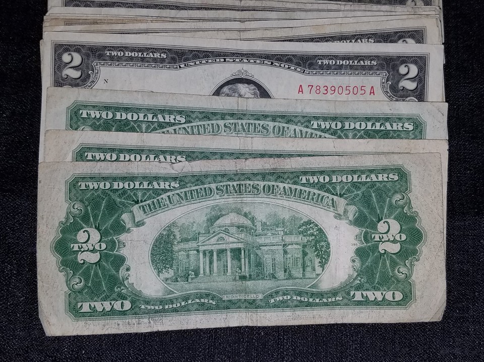 1953 1963 Two Dollar Bills | Circulated $2 Dollar | Red Seal Bank Note ...