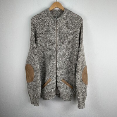 Vintage Orvis Men's ribbed knit sweater jacket full zip elbow patch ...