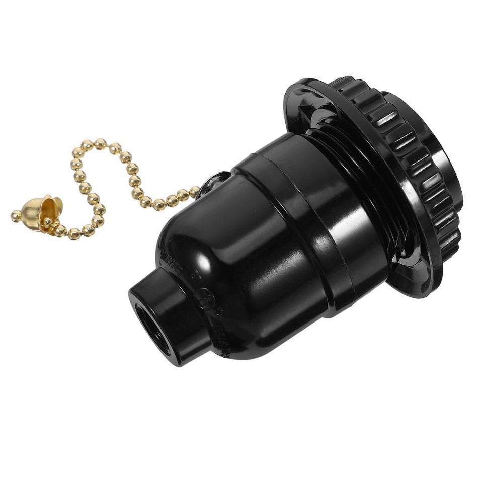Pull Chain Lampholder E26 Black Plastic Metal Ceiling Light Fixture ...