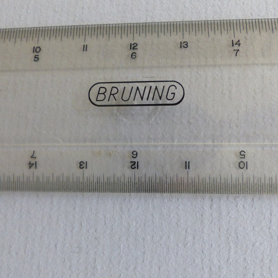 Vintage Bruning 12" Plastic Clear Drafting Machine Scale Ruler – Full ...
