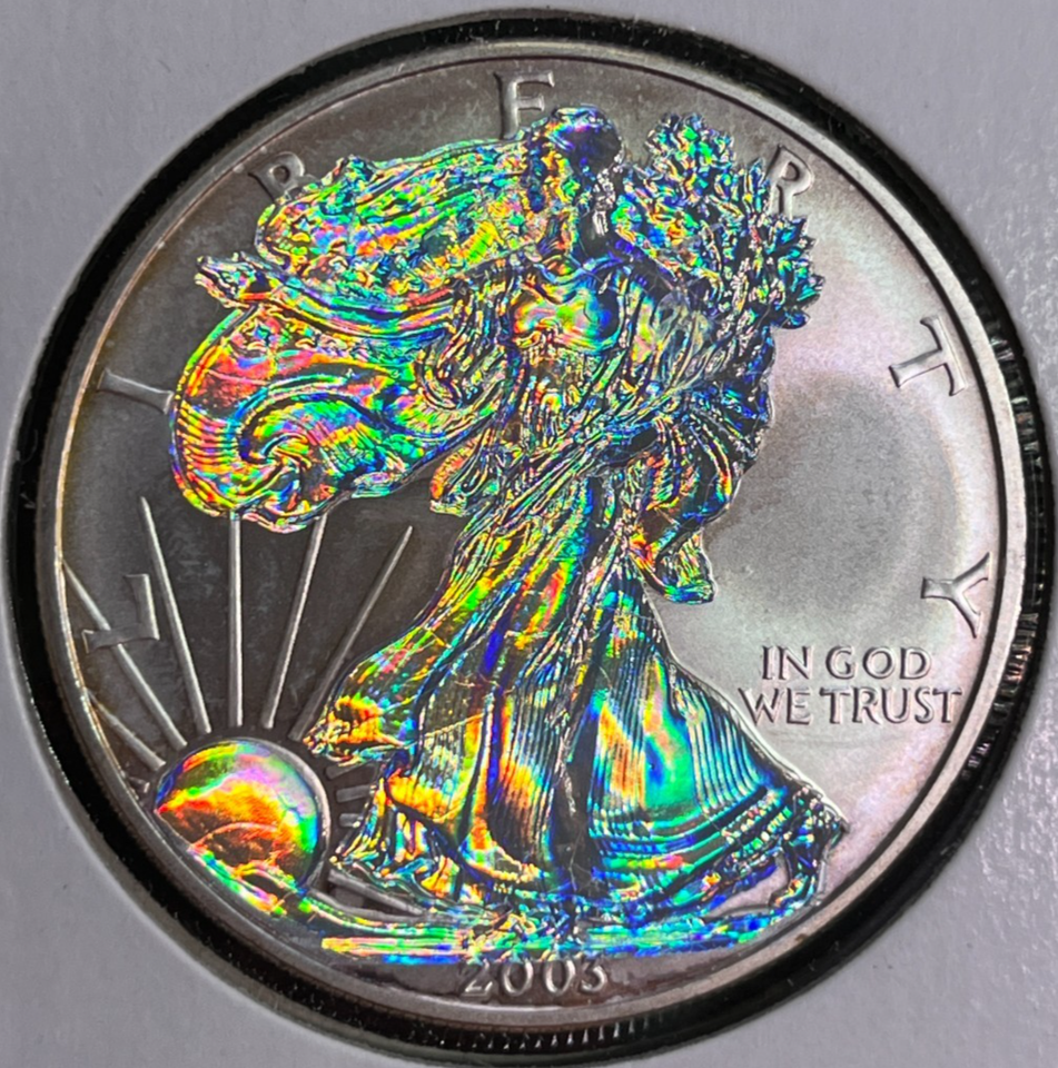 Lot #4- Three $1 American Silver Eagle Colorized Coins 2000, 2003, 2004 ...