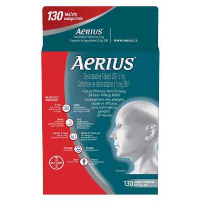 Aerius Allergy Relief, 130 Tablets, FAST SHIPPING Long Exp. multi ...