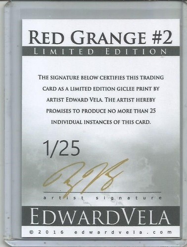 2016 RED GRANGE # 2 CB 1/25 ORIGINAL PRINT ART SKETCH CARD ARTIST ...