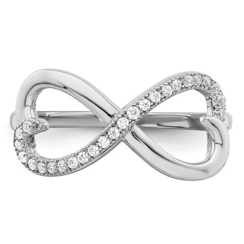 Women's 925 Sterling Silver CZ Love Infinity Symbol Adjustable Heart Ring | eBay