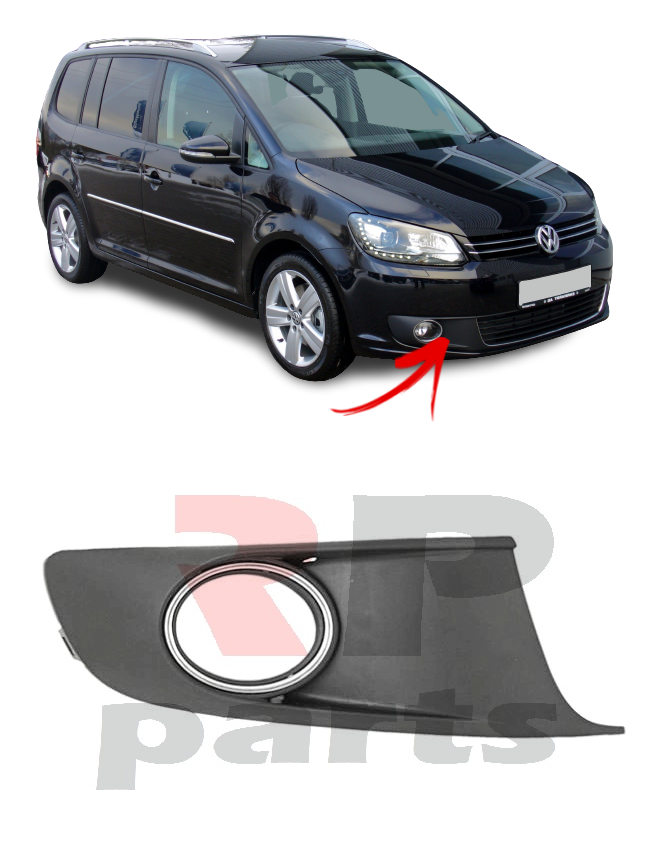 FOR VW TOURAN 10-15 NEW FRONT BUMPER FOG LIGHT GRILLE BLACK/CHROME ...