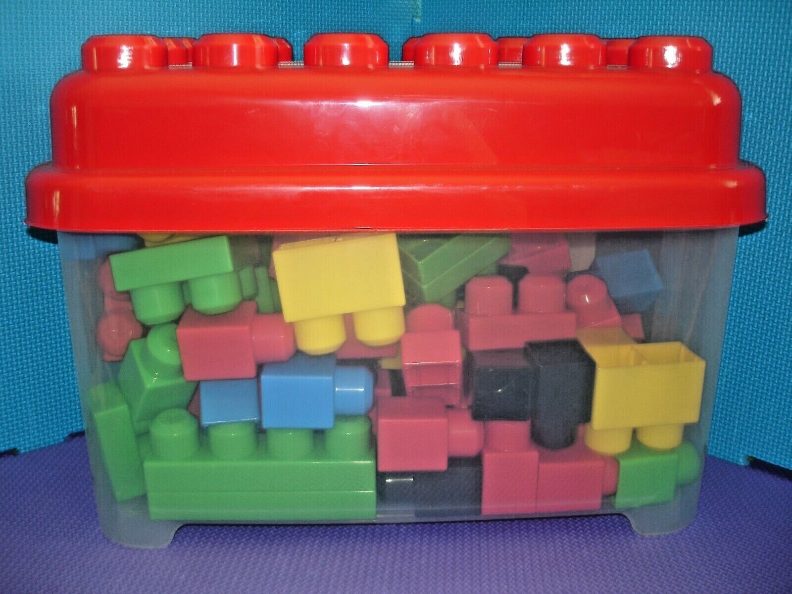 Mega Bloks Value 592 Ages 1+ Plastic Storage Tub Red Lid & 100 pc ...
