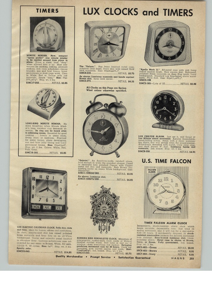 1957 PAPER AD Haddon Electric Clock Golden Vision Visionette Wheat ...