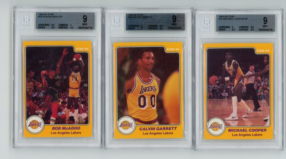 lot of 6 1983 Star LAKERS MCADOO, COOPER, SCOTT, RAMBIS, SHORT PRINT ...