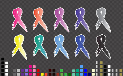 Cancer Ribbon Car Decal Sticker Breast Prostate Skin Colon Survivor Any ...