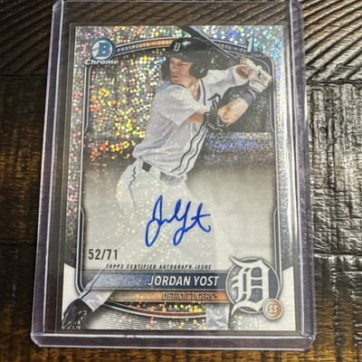 Jordan Yost 2025 Bowman Draft 1st Sparkle Refractor Auto /71 Tigers SP ...