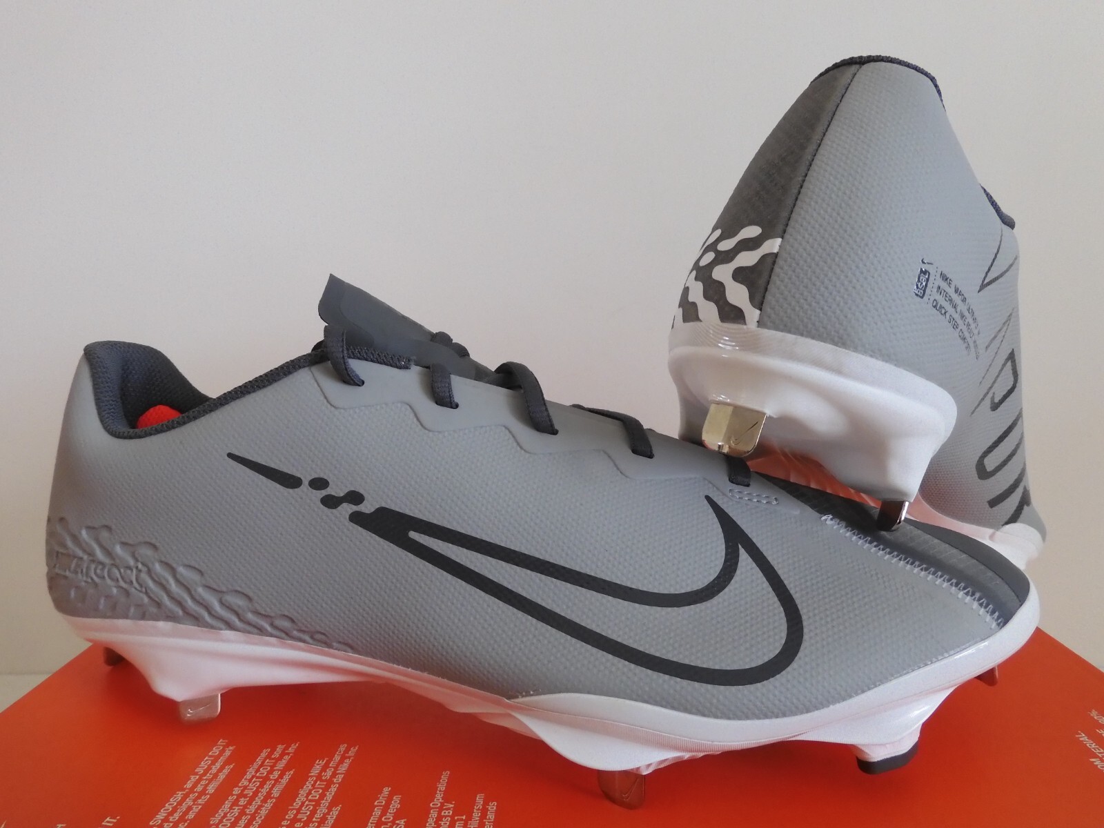 NIKE REACT VAPOR ULTRAFLY ELITE 4 SMOKE GREY BASEBALL CLEATS SZ 14 ...