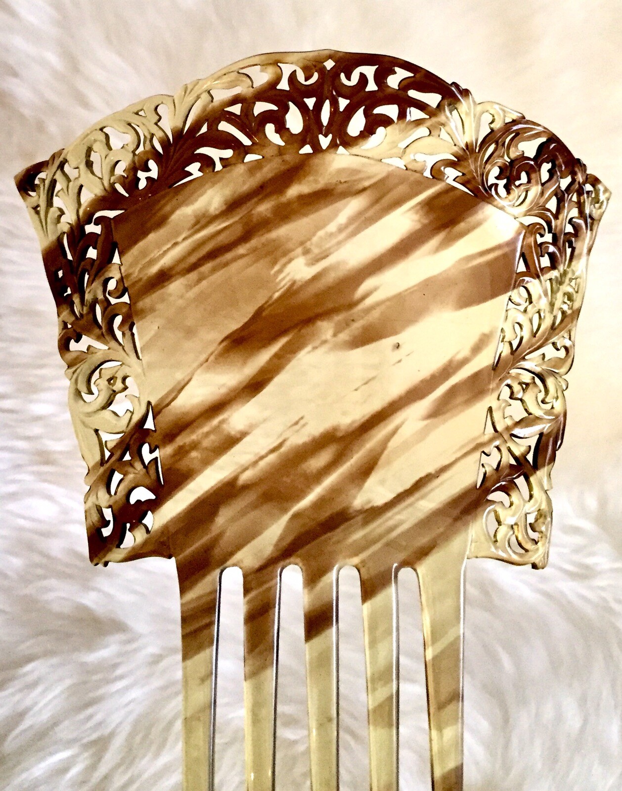 Antique Edwardian Era Celluloid Hair Comb Superb Cond… - Gem