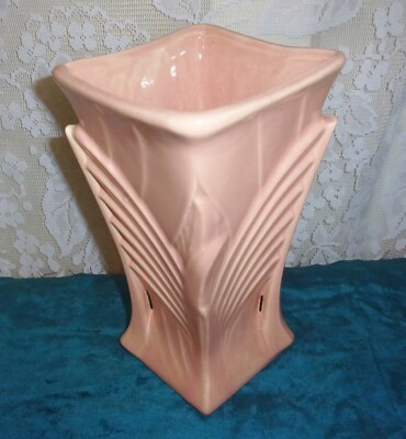 1940's McCoy Pottery Square Flared WING Ribbed Pink 9.25 Inch Vase | eBay