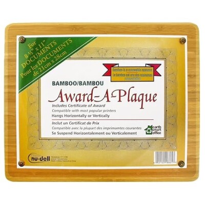 NuDell Award-A-Plaque Document Holder Bamboo Round Edge Nat. Woodg ...