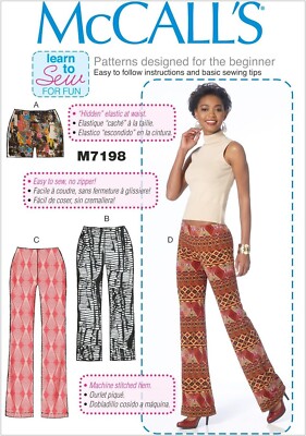 MCALLS 7198 SEWING PATTERN for MISSES SHORTS, PANTS Pattern SIZE: 6 8 ...