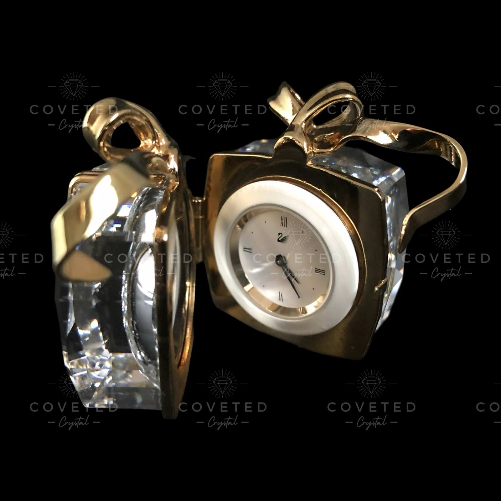 Swarovski Crystal Secrets CLOCK PRESENT GIFT GOLD 210822 xmas Rare Mint ...