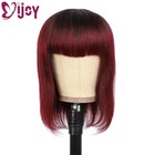 Ombre 99J Short Bob Brazilian 100% Human Hair Daily Wigs With Bangs ...