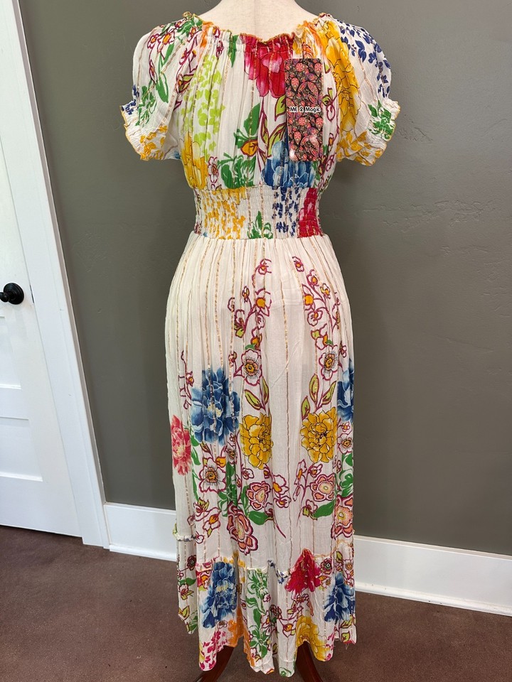 NWT Anthropologie Me 2 Magic Sz M Multicolor Floral Boho Metallic ...