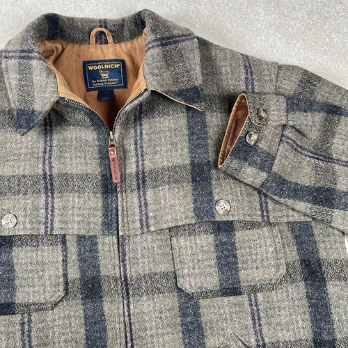 Woolrich Wool Loden Plaid Hunting Jacket Green Gray Zip Up Thick Warm ...