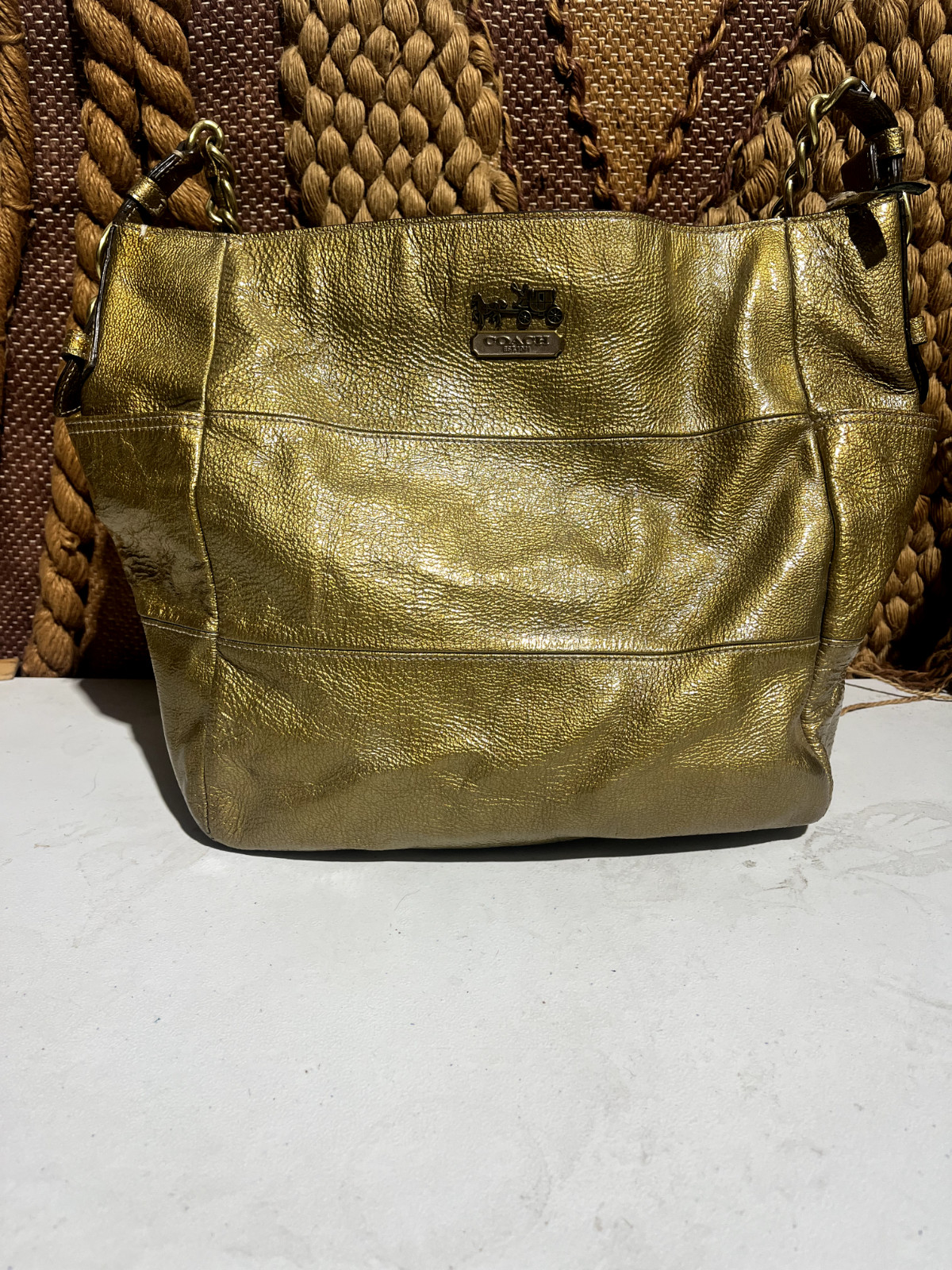 COACH MADISON TRIBECA Metallic Gold Patent LEATHER Ch… - Gem