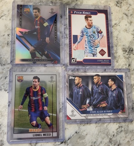 LIONEL MESSI lot of 4 cards -2021-22 Topps Merlin Chrome UEFA Pitch ...
