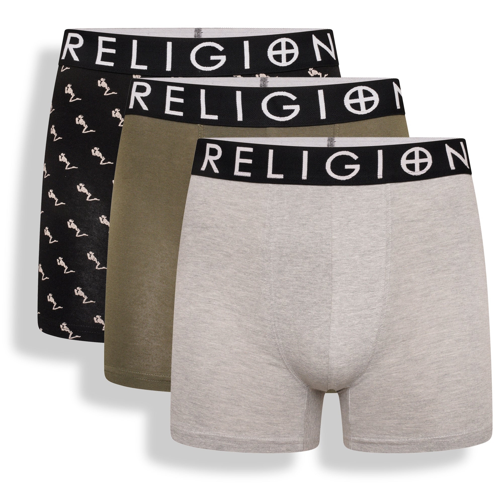 RELIGION - Mens 3 Pack Premium Cotton Designer Boxer Shorts - S, M, L ...