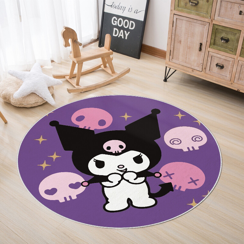 Cute kuromi Door Mat Cartoon Rag Rug Floor Mats Round Bedroom Bedside ...