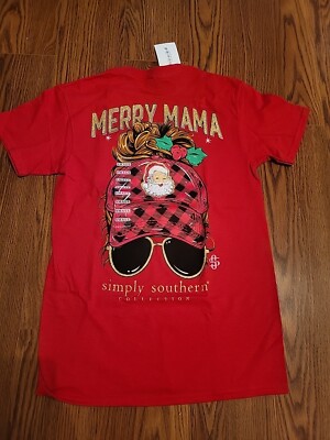 Simply Southern Christmas T Shirt Red Merry Mama Short Sleeve Santa ...
