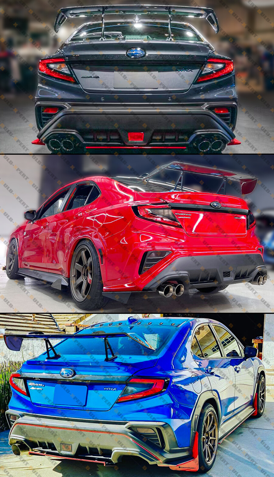 SWAN NECK STI STYLE CARBON FIBER TRUNK SPOILER HIGH WING FOR 2022-25 ...