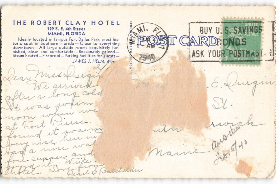 Postcard 1940 The Robert Clay - Miami, Florida VTG ME6. | eBay