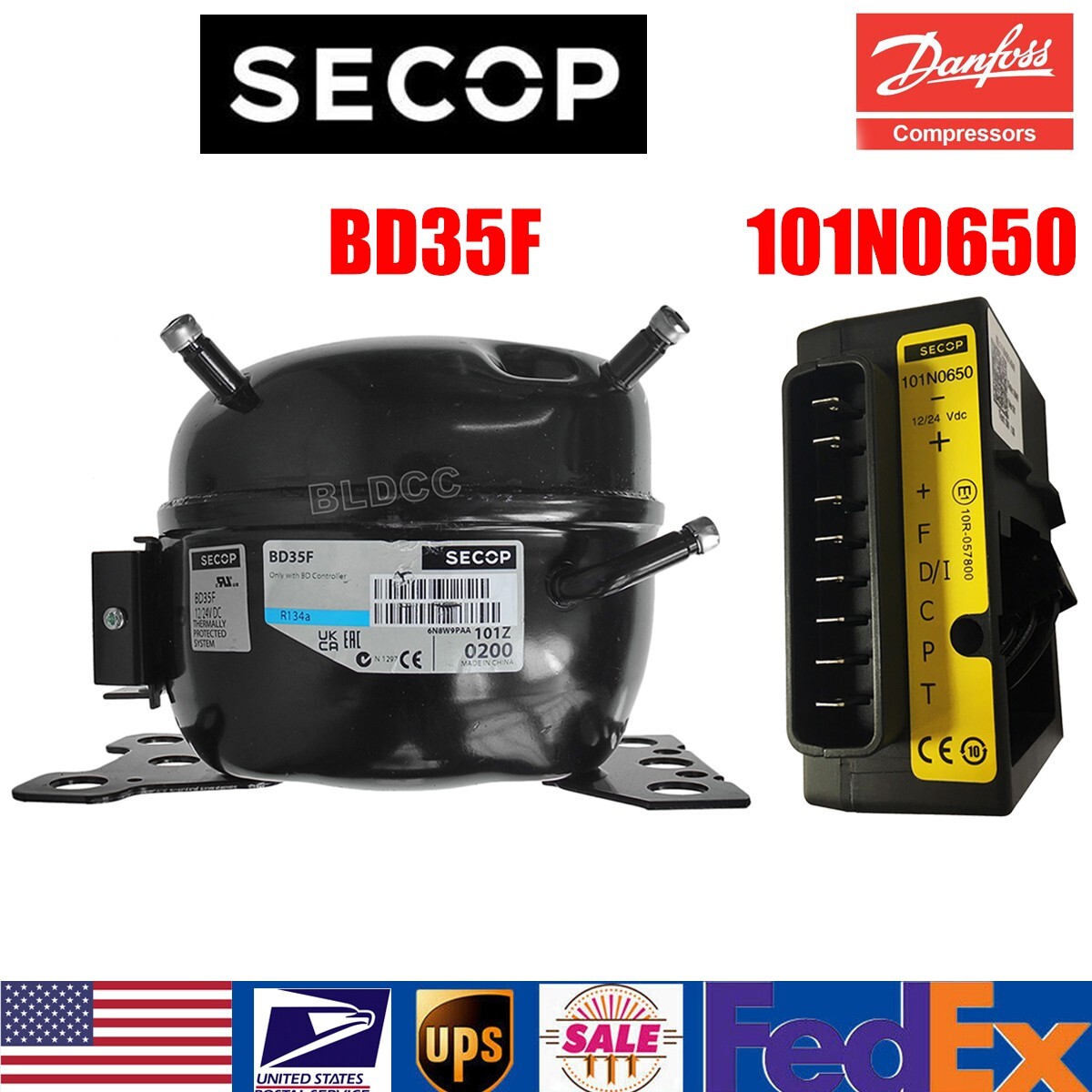 Secop Compressor BD35F Danfoss R134a + Electronic Start Unit Controller ...